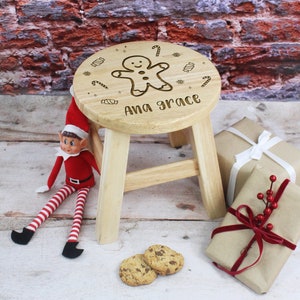 Personalised Child’s Wooden Christmas Stool With Any Name, Xmas Gift ...
