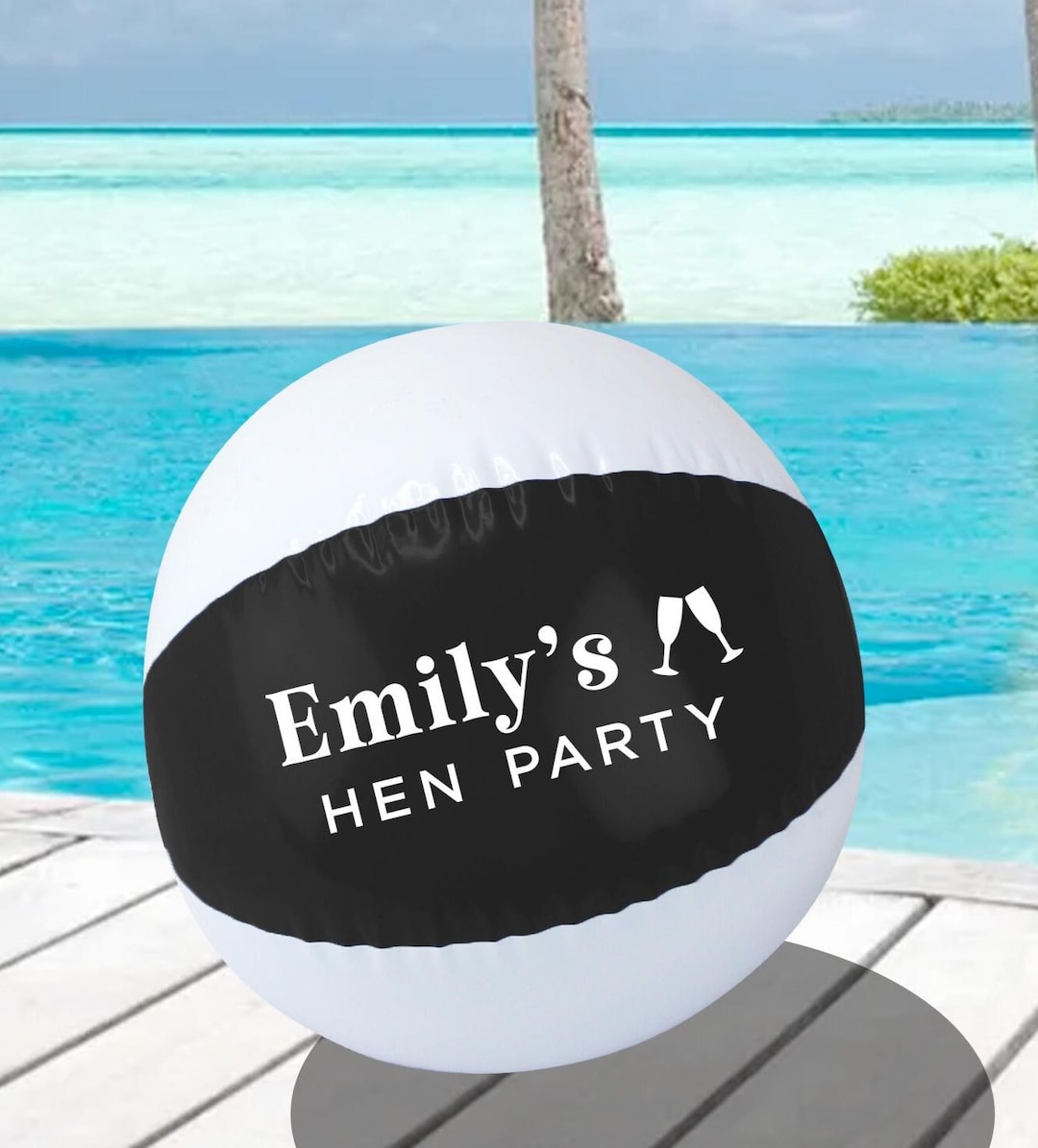 Personalised Black Beach Ball, Hen Party, Bridal Party Favours for Hen ...