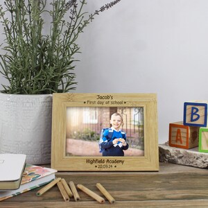 First Day at School Photo Frame, Personalised Wooden School Photo ...