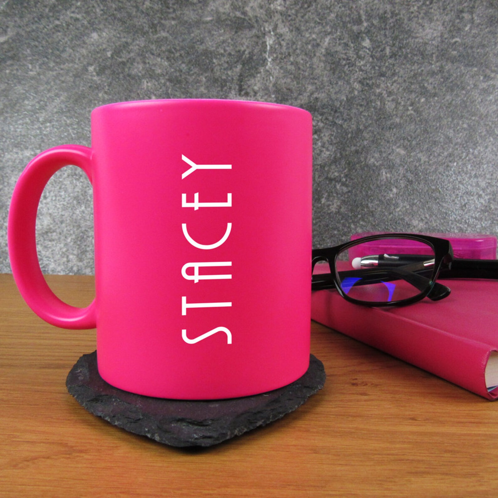 Personalised Neon Mug Yellow Pink Green Tea Coffee Cup Art | Etsy UK