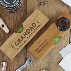 Personalised 2 in 1 Wooden Spirit Level With Bottle Opener, DIY Multi ...