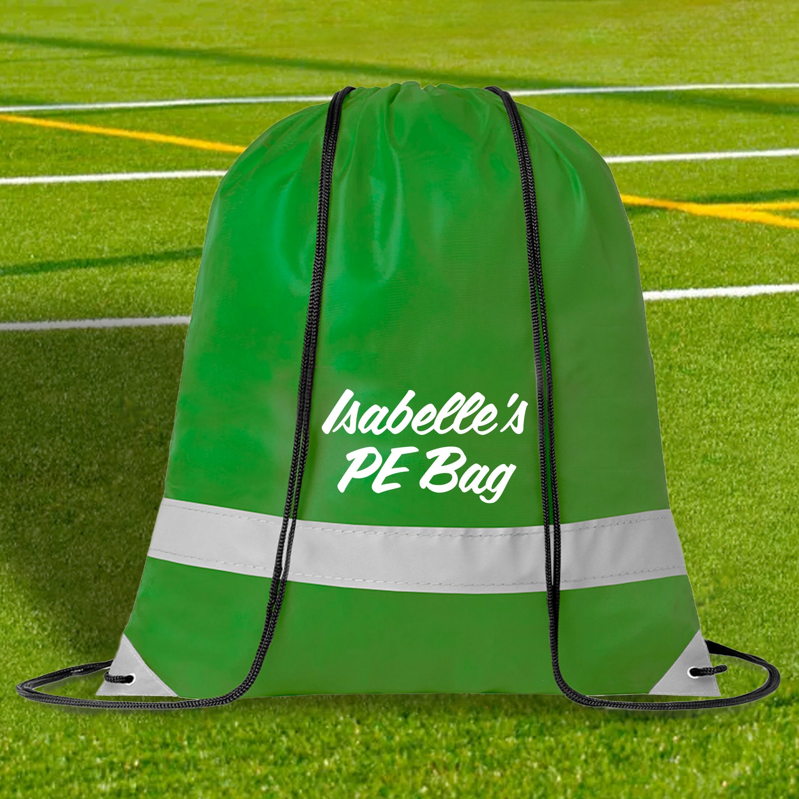 Personalised High Viz Reflective Drawstring Bag Back to School Children ...