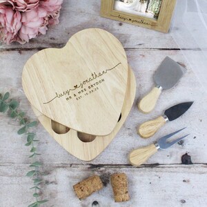 Personalised Wedding Gift, Couples Heart Cheese Board With Tools, Mr ...