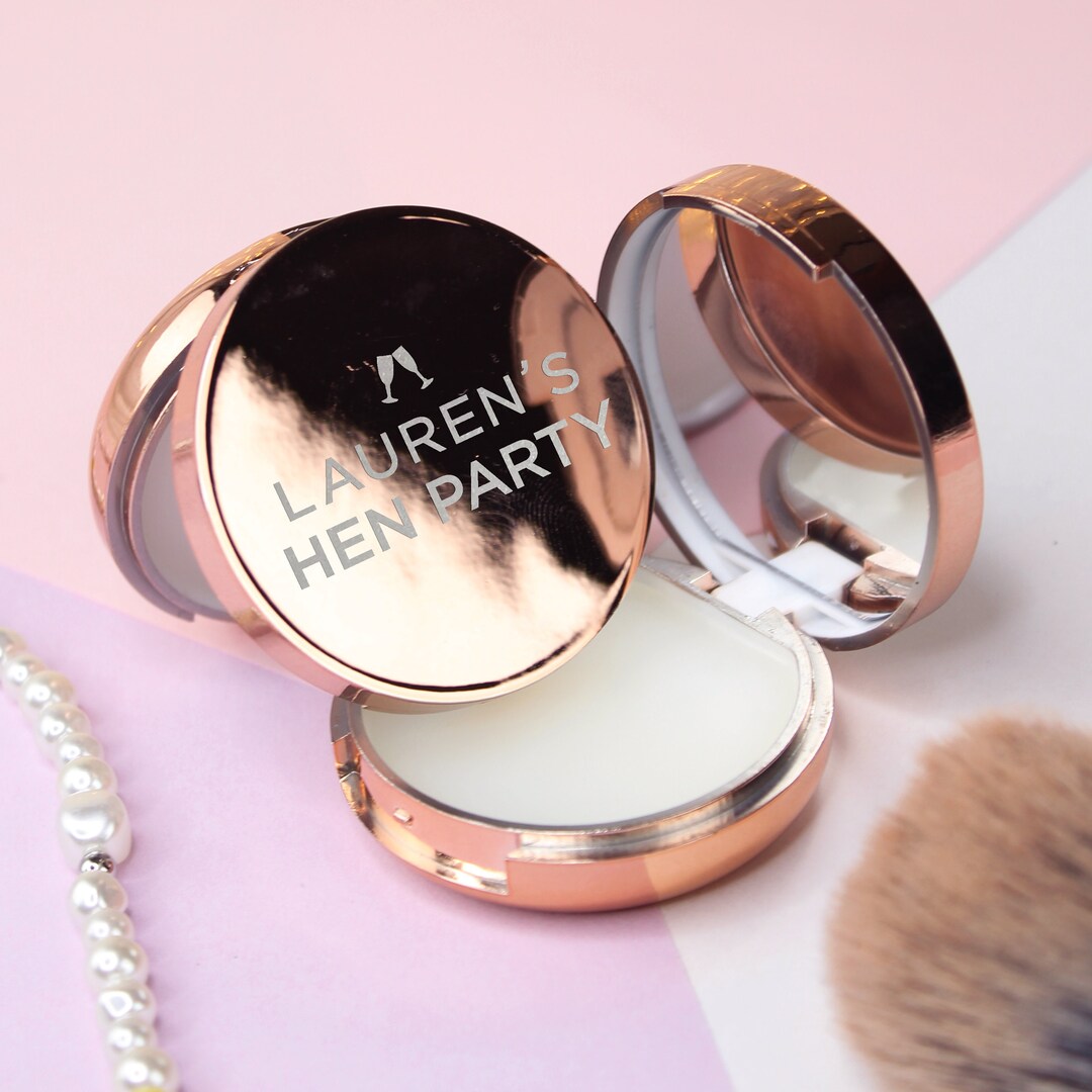 Hen Party Lip Balm With Mirror, Personalised Rose Gold / Silver Vanilla ...