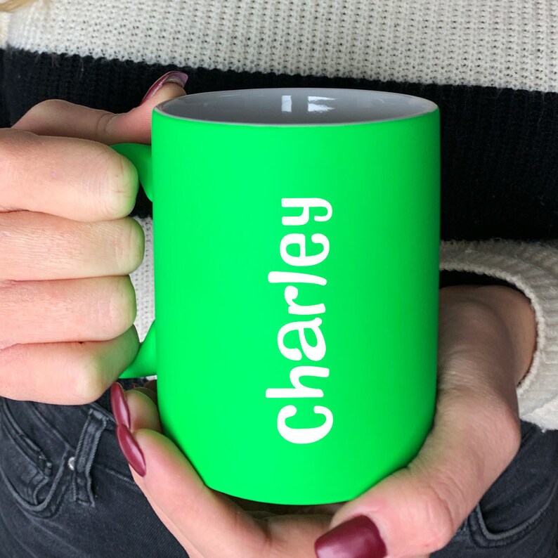 Personalised Neon Mug Ceramic Mug Fluorescent 310ml Tea Cup | Etsy