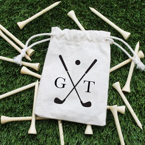 Personalised Golf Tee’s in a Drawstring Bag, Golf Tee Bag, Initials ...