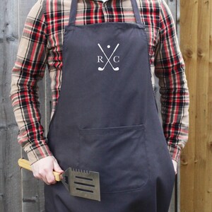 Black Dad’s Cooking Apron, Personalised Monogram Apron With Crossed ...