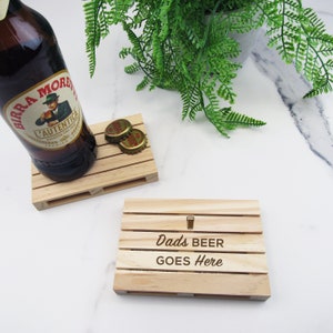 Personalised Pallet Coaster Dad's Beer Goes Here Wooden - Etsy