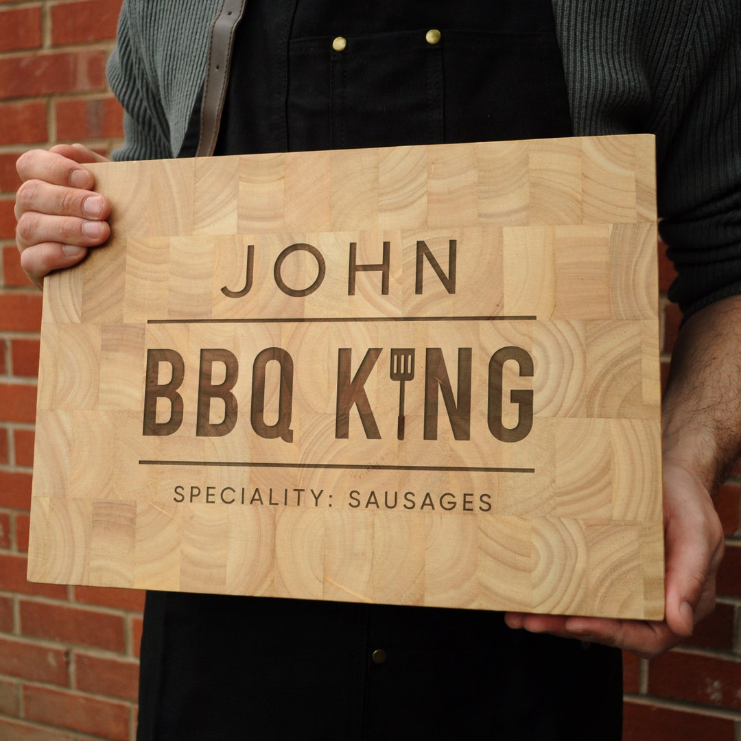 Personalised BBQ King Endgrain Chopping Board Wooden Butchers Block ...