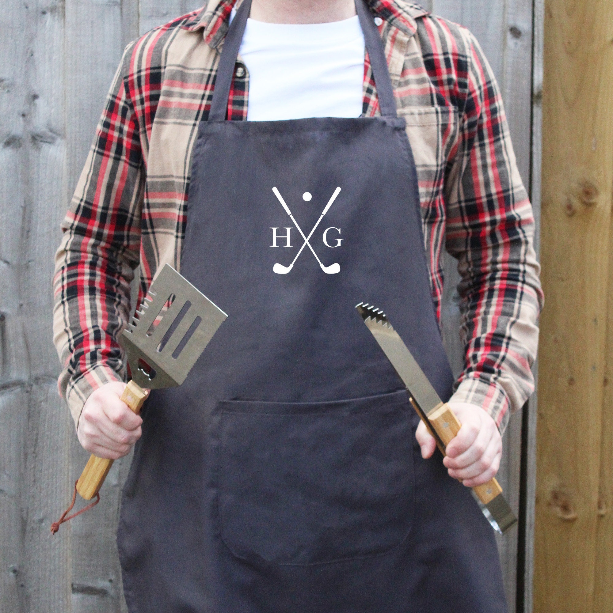 Black Dad’s Cooking Apron, Personalised Monogram Apron With Crossed ...