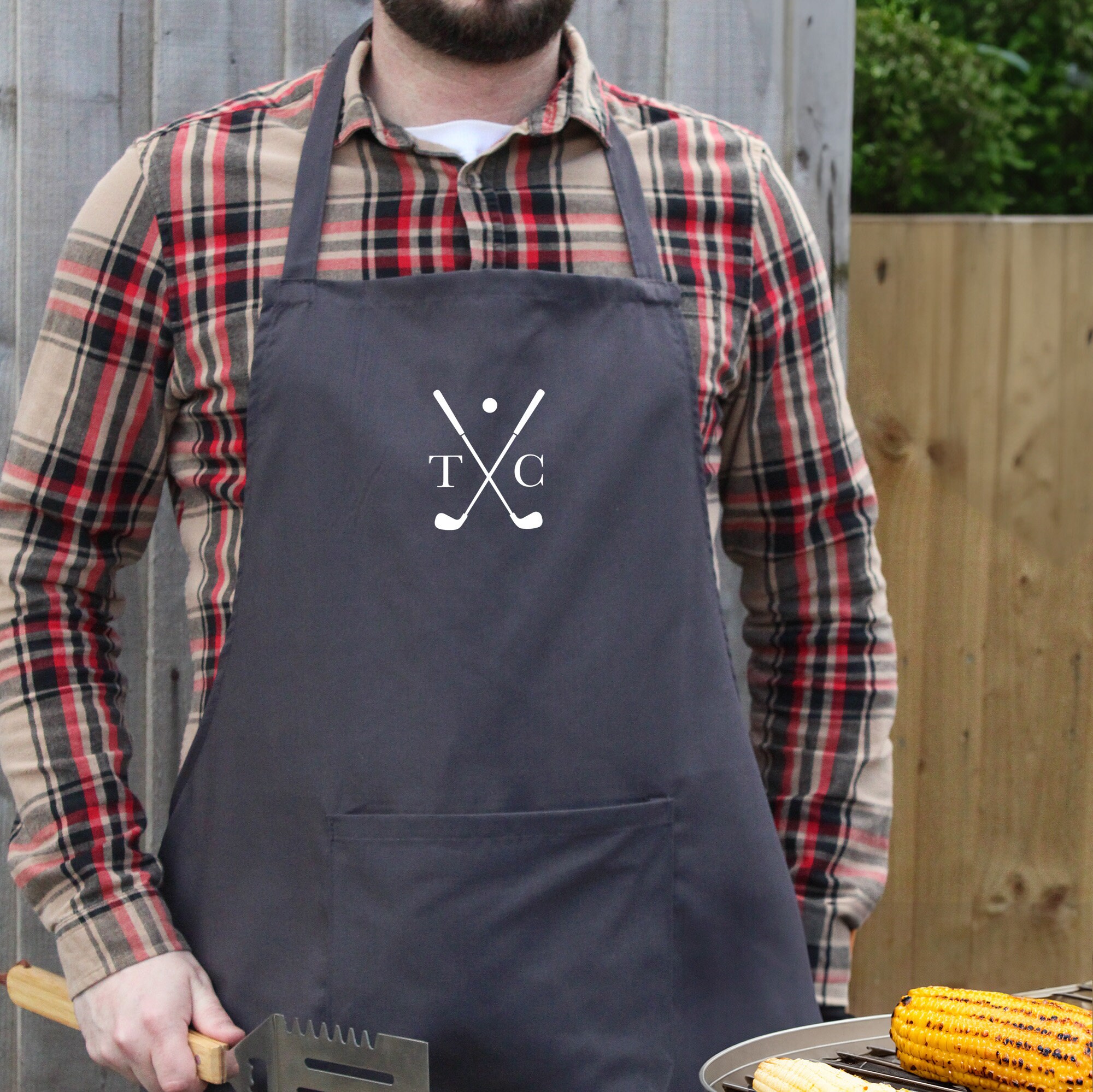 Black Dad’s Cooking Apron, Personalised Monogram Apron With Crossed ...