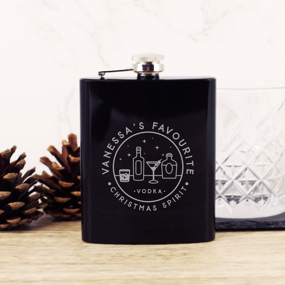 Personalised Christmas Hip Flask 200ml / Favourite Christmas Spirit ...