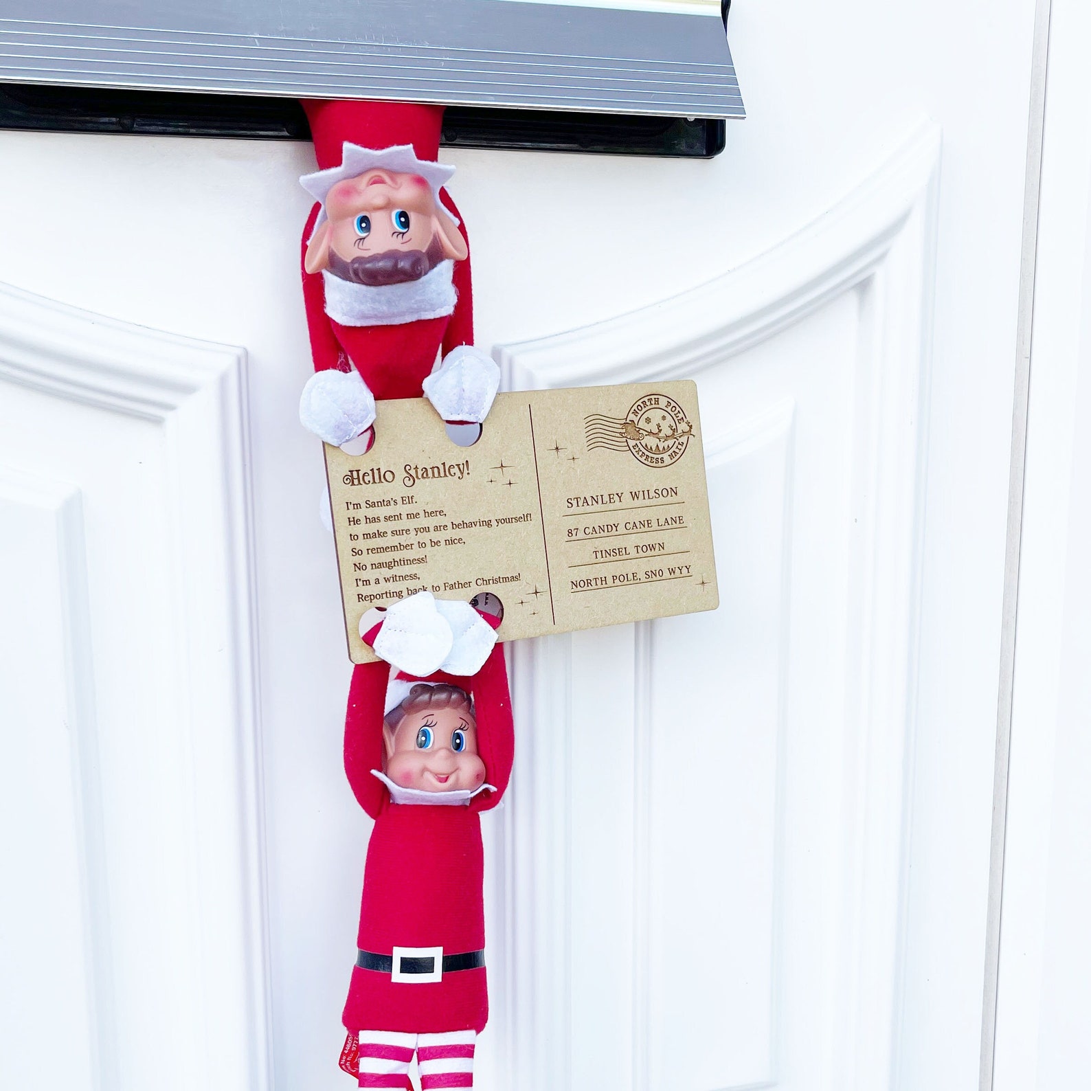 Elf Arrival Postcard, Wooden Christmas Postcard, Personalised Elf ...