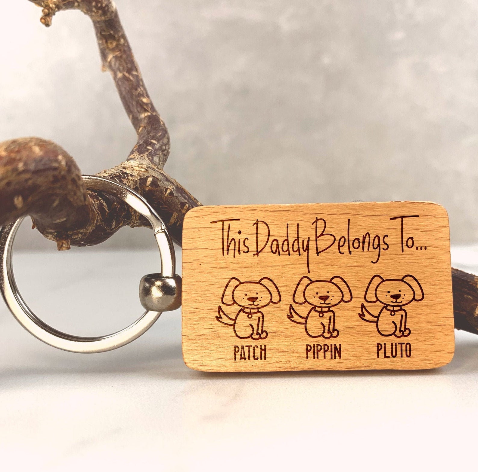 This Daddy Belongs to Keyring Hand Drawn Personalised Family | Etsy UK