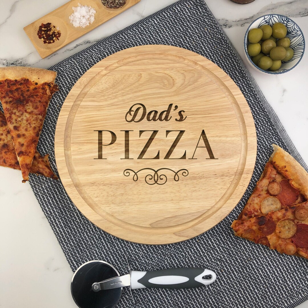 Dad's Personalised Pizza Board, Round 30cm Wooden Pizzeria Serving ...
