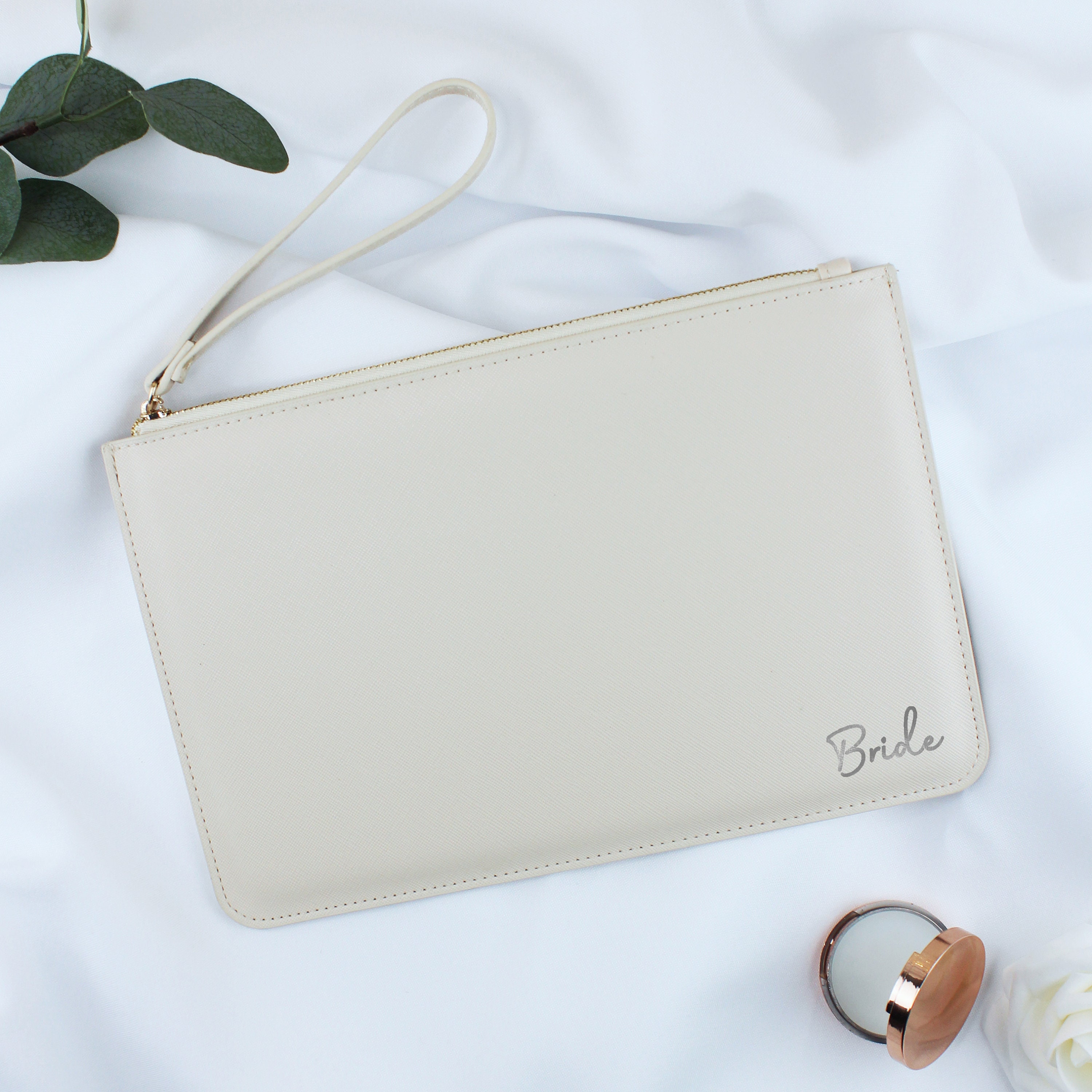 Bride Clutch Bag, Wedding Day Wristlet Personalised With the Word Bride ...
