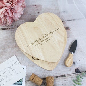 Personalised Wedding Gift, Couples Heart Cheese Board With Tools, Mr ...