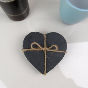 Square Slate Coasters, Pack of 4 Natural Heart Slate Tableware Drinks ...