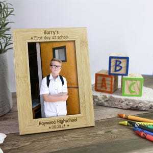 First Day at School Photo Frame, Personalised Wooden School Photo ...