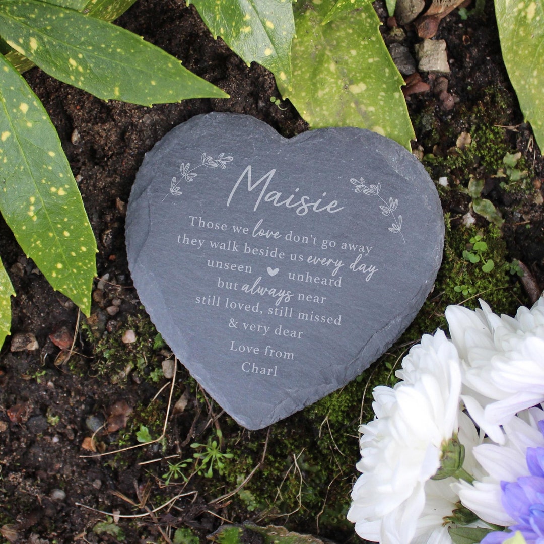 Graveside Memorial Ornament, Small Personalised Memorial Plaque, Slate ...