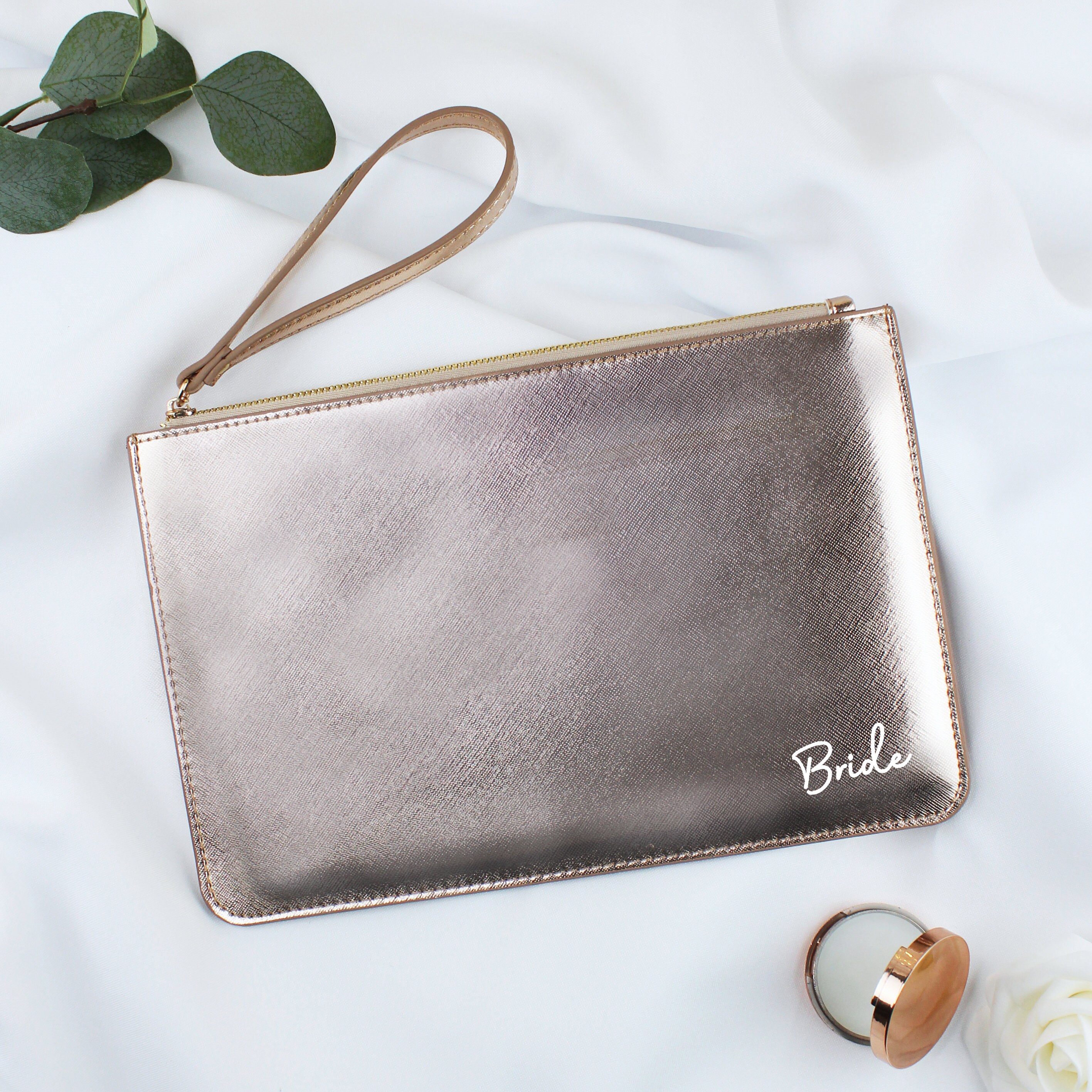 Bride Clutch Bag, Wedding Day Wristlet Personalised With the Word Bride ...