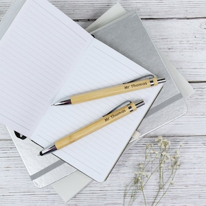 Personalised Teacher Gift Engraved Pen & Pencil Set, Bamboo Pen With ...