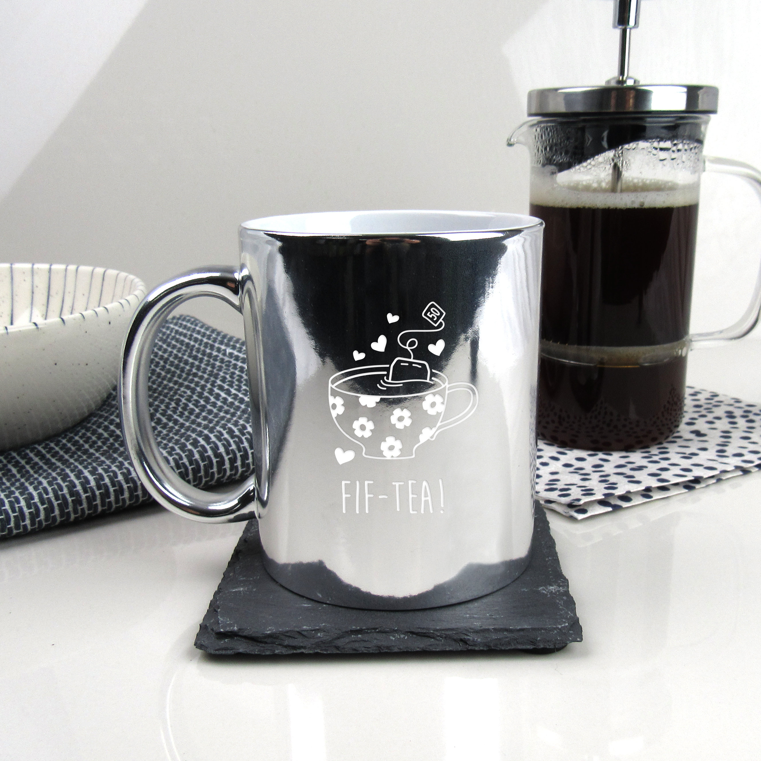 Coffee Mug "fif-tea" Design, 50th Birthday Gifts for Women, Gift for 50 ...