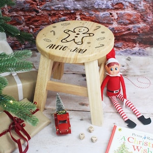 Personalised Child’s Wooden Christmas Stool With Any Name, Xmas Gift ...