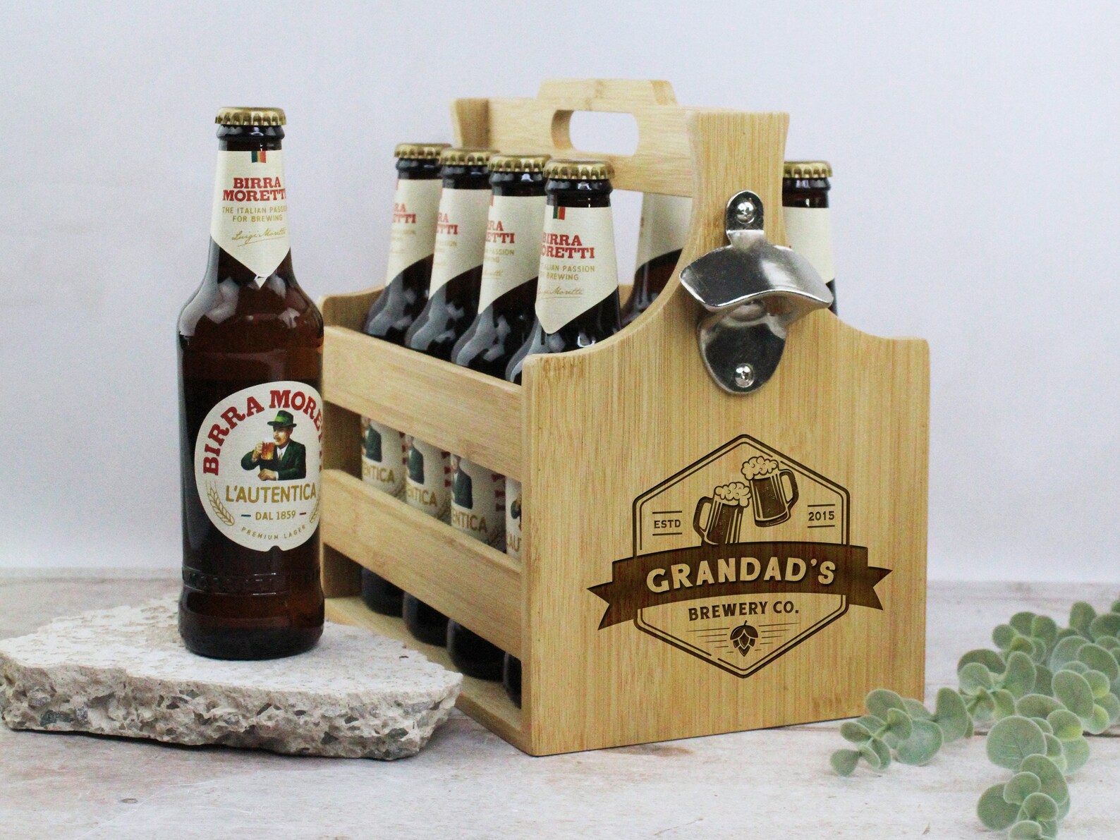 Grandad’s Brewery Beer Bottle Crate, Wooden Beer Box With Bottle Opener ...