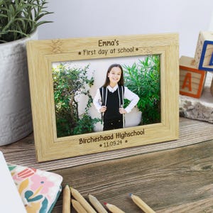First Day at School Photo Frame, Personalised Wooden School Photo ...