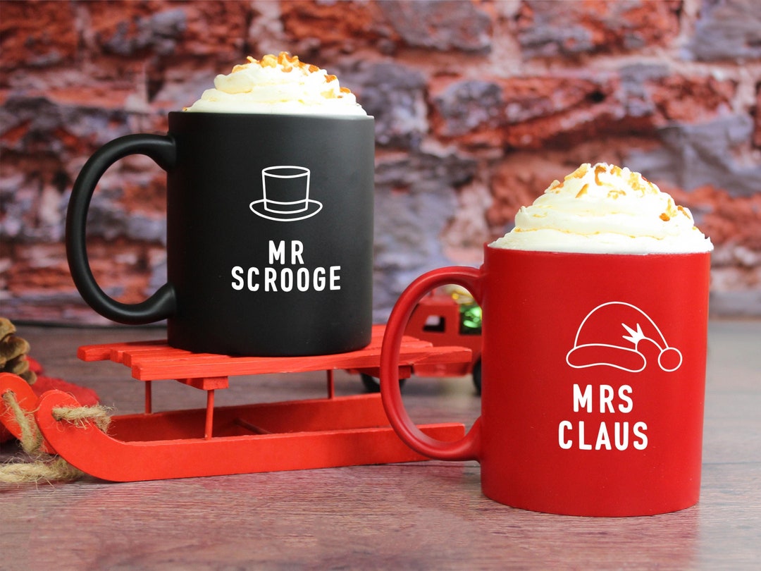 Mr Scrooge & Mrs Claus Mugs, Personalised Coffee Mug, Laser Engraved ...