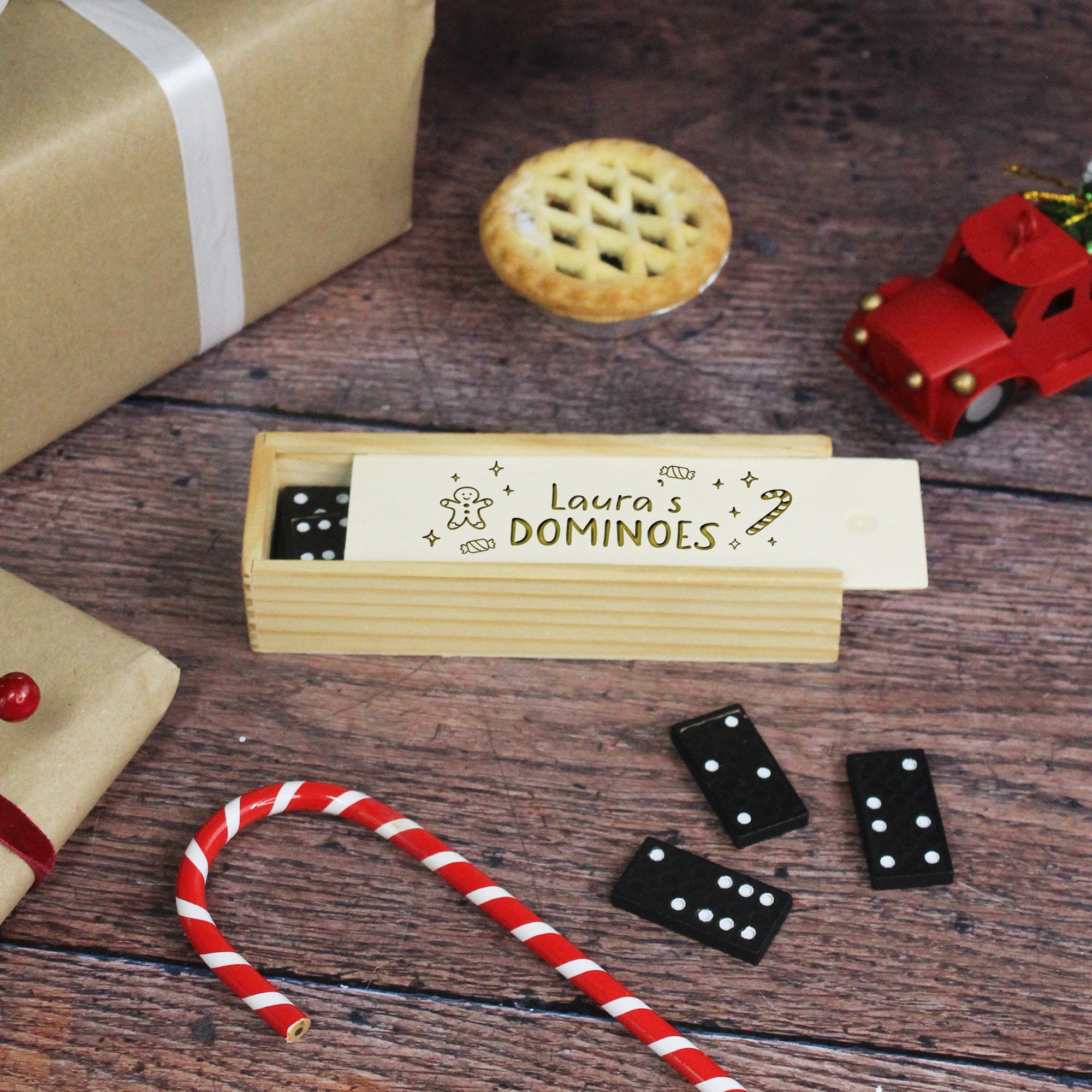 Personalised Christmas Dominoes Tile Game, Wooden Christmas Game ...
