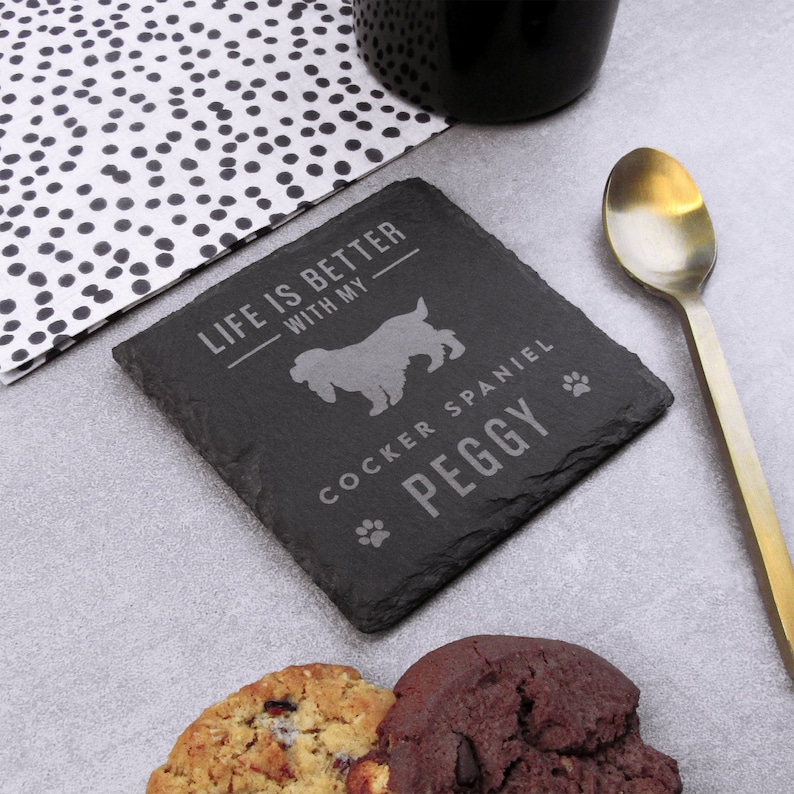 Cute Beagle Slate Coaster, Dog Pet Lover / Owner Love Gift Customised ...