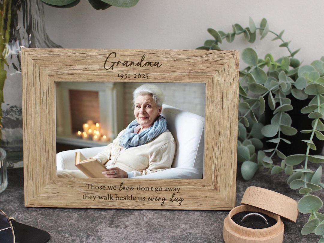 Grandma Memorial Photo Frame, in Loving Memory Wood Frame, Engraved ...