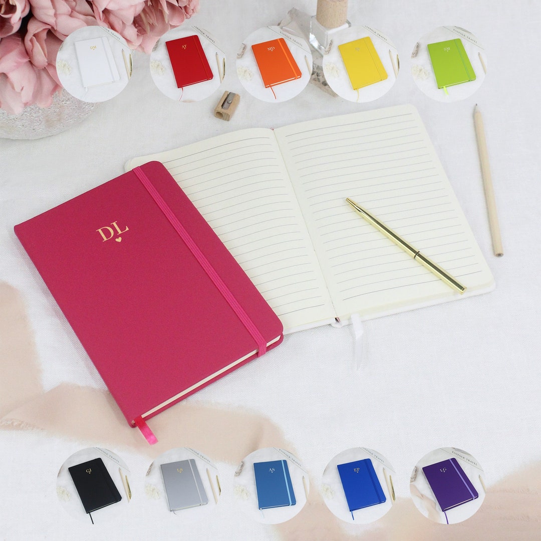 A6 A5 A4 Notebook Personalised Hardback Travel Journal With Initials ...