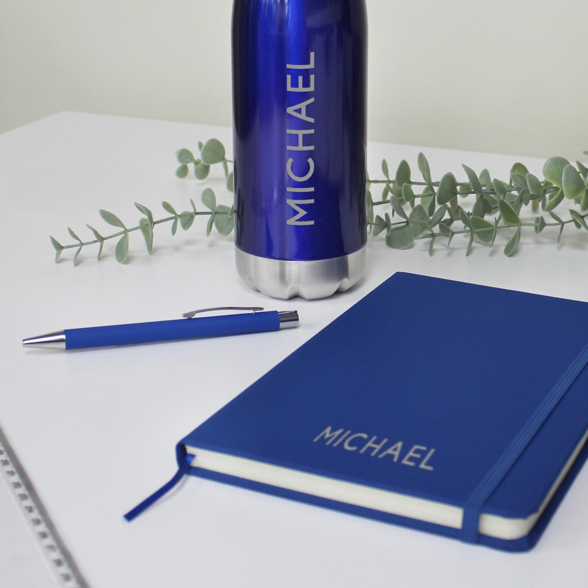 Personalised Notebook & Pen and Bottle Set, Corporate Gift for Staff ...