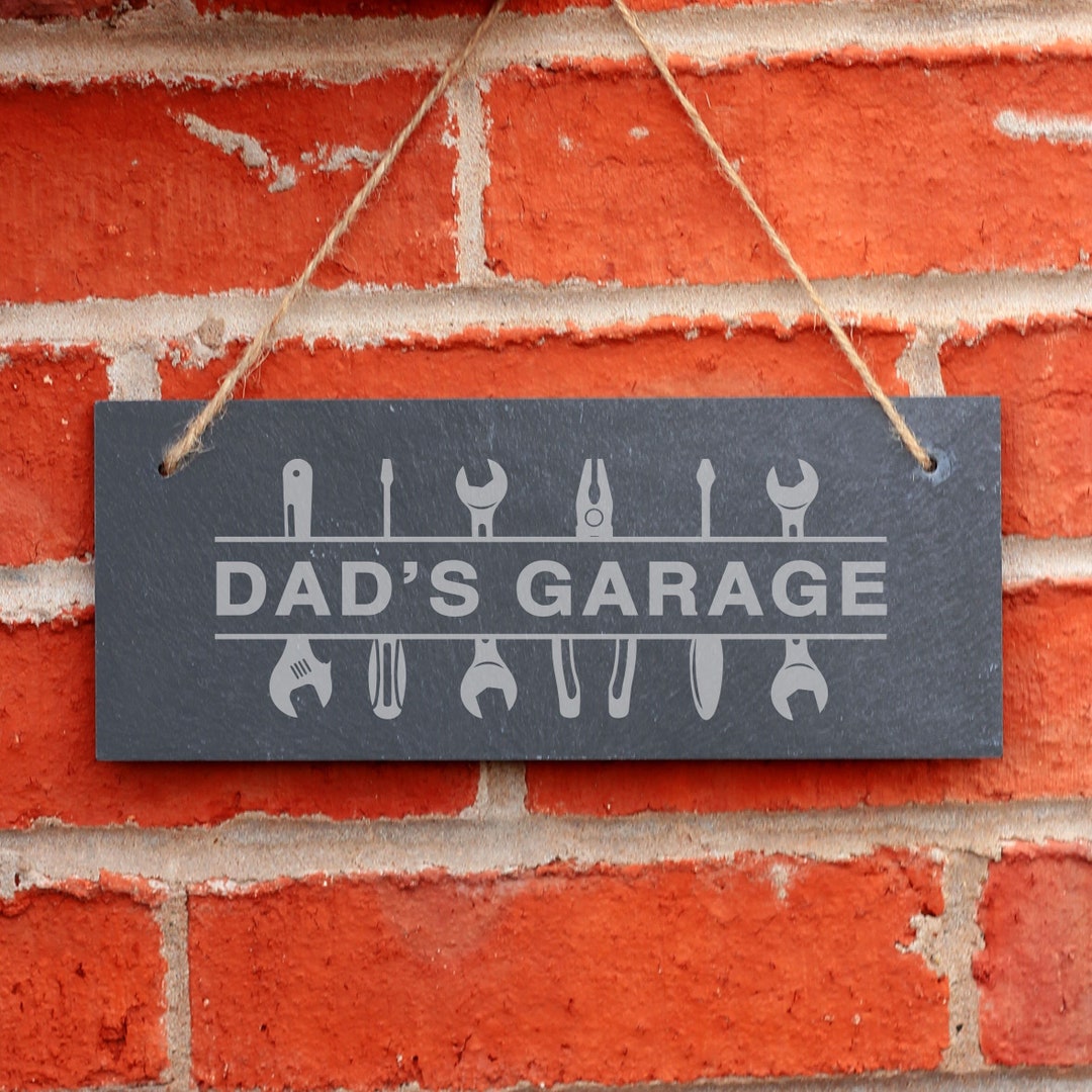 Dad's Garage Sign Personalised Hanging Slate Plaque Father's Day Gift ...