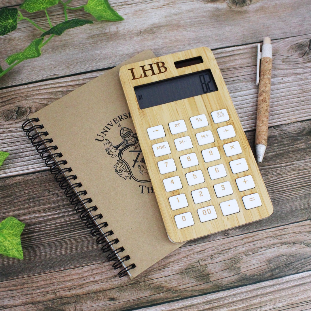 Personalised Wooden Calculator With Initials, Monogrammed Desk ABS ...