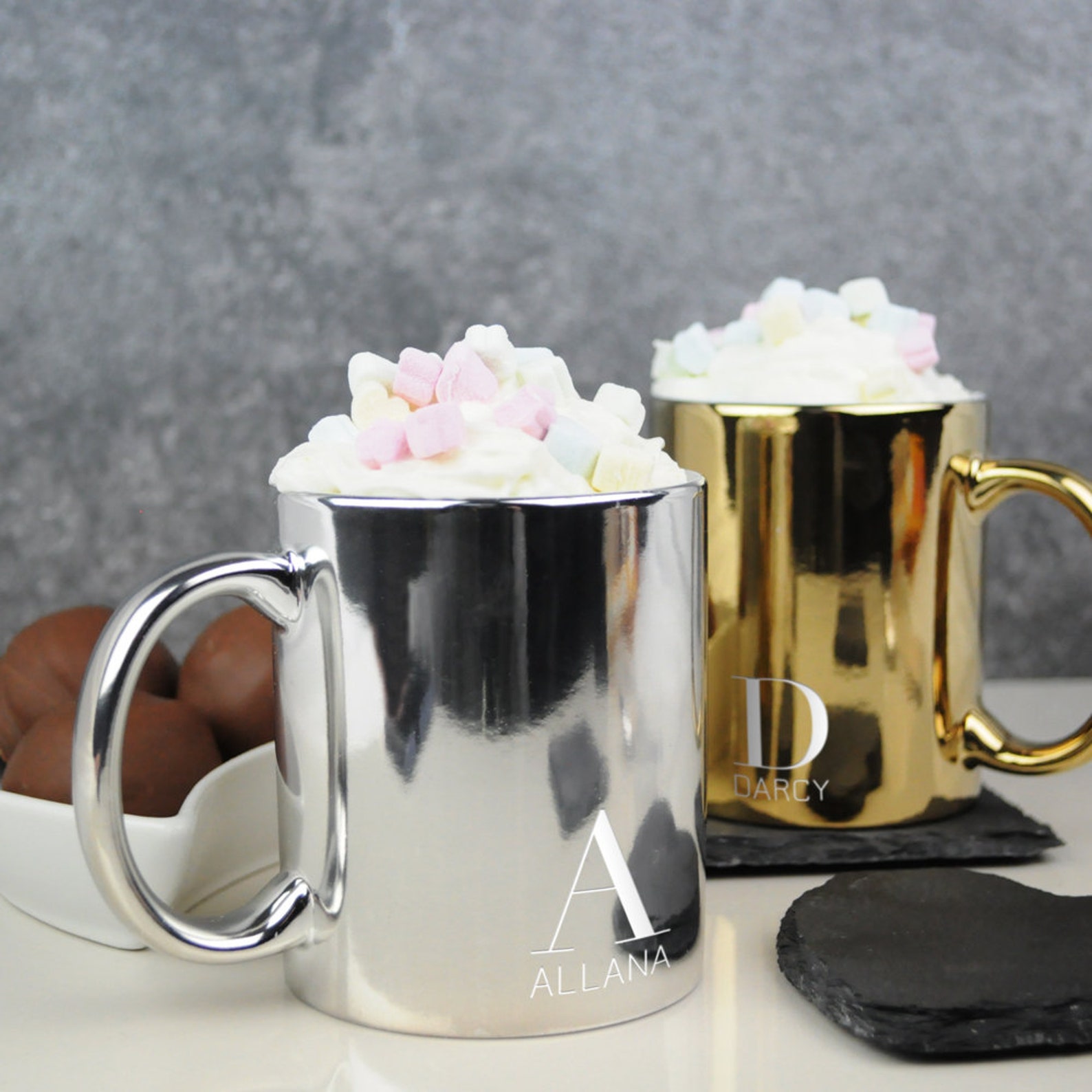 Personalised Metallic Coffee Mug Ceramic 350ml Silver Gold - Etsy
