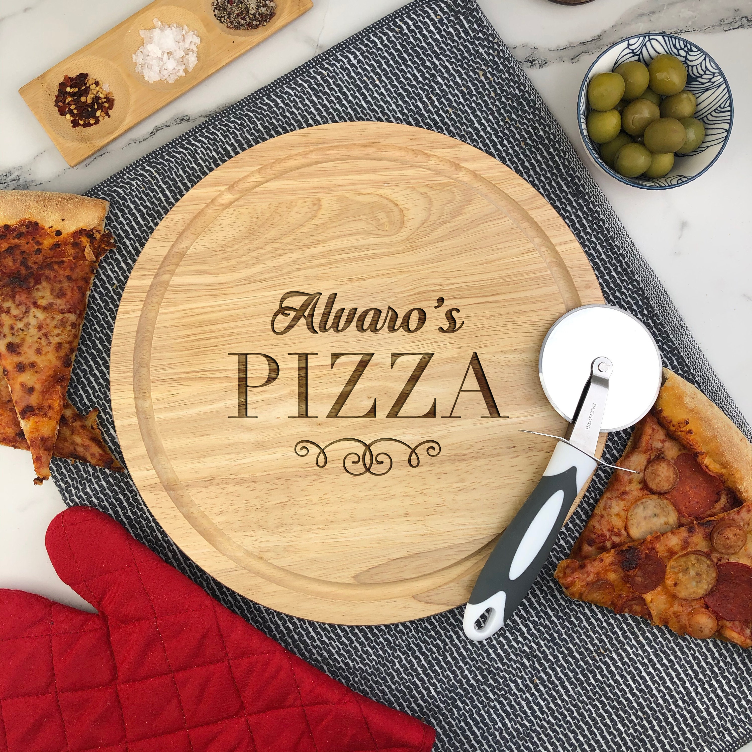 Dad's Personalised Pizza Board Round 30cm Wooden Pizzeria - Etsy UK