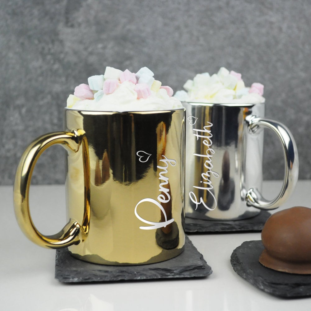 Personalised Silver Gold Metallic Coffee Cup / Tea Mug | Etsy