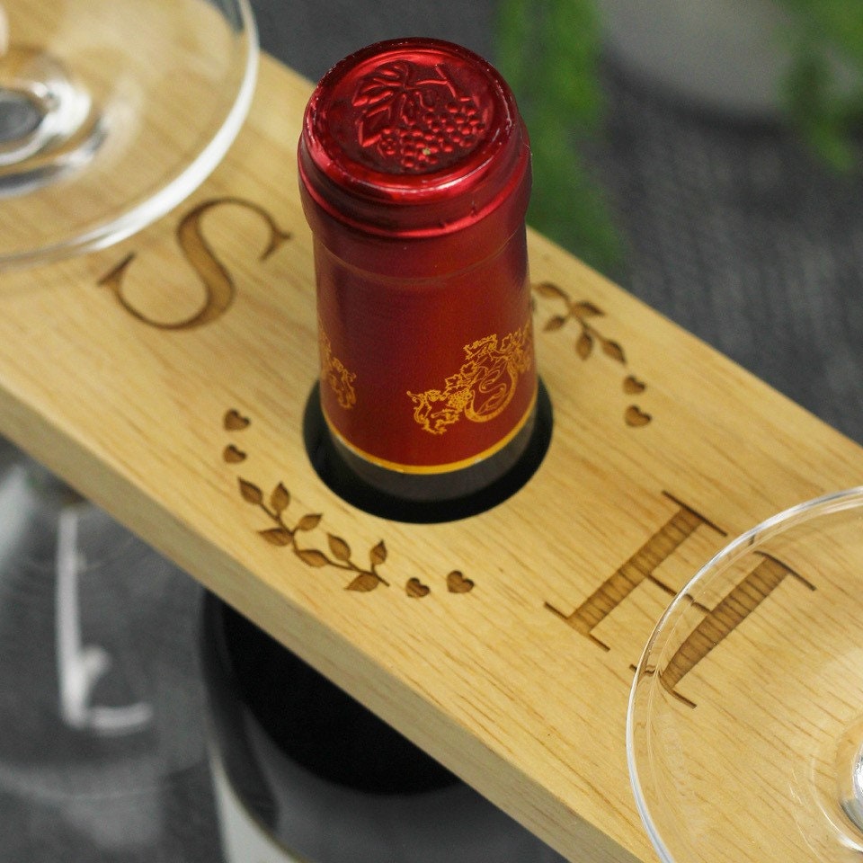 Personalised Wine Glass and Bottle Butler, Initials & Monogram Design ...