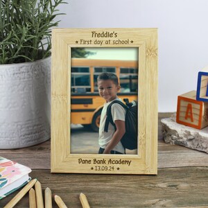 First Day at School Photo Frame, Personalised Wooden School Photo ...