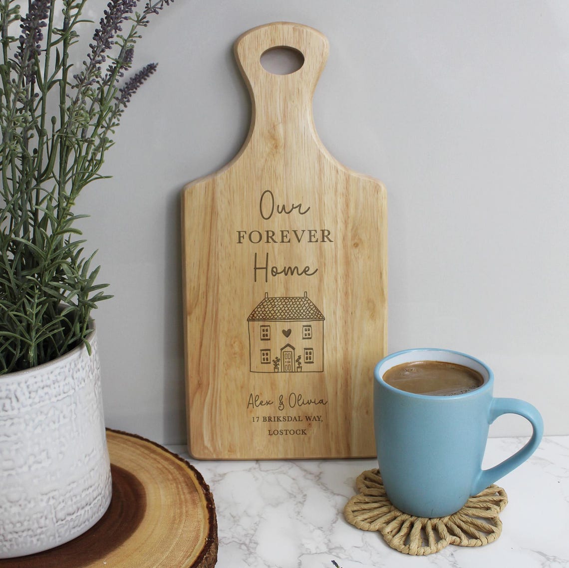 Our Forever Home Chopping Board, Personalised New House Gift ...