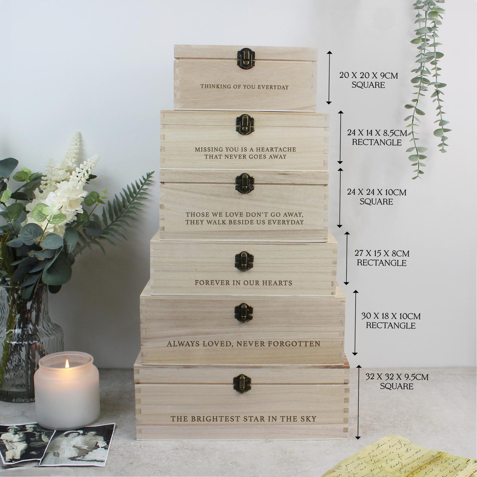 Wooden Memorial Box, Personalised Remembrance Box, Bereavement Sympathy ...