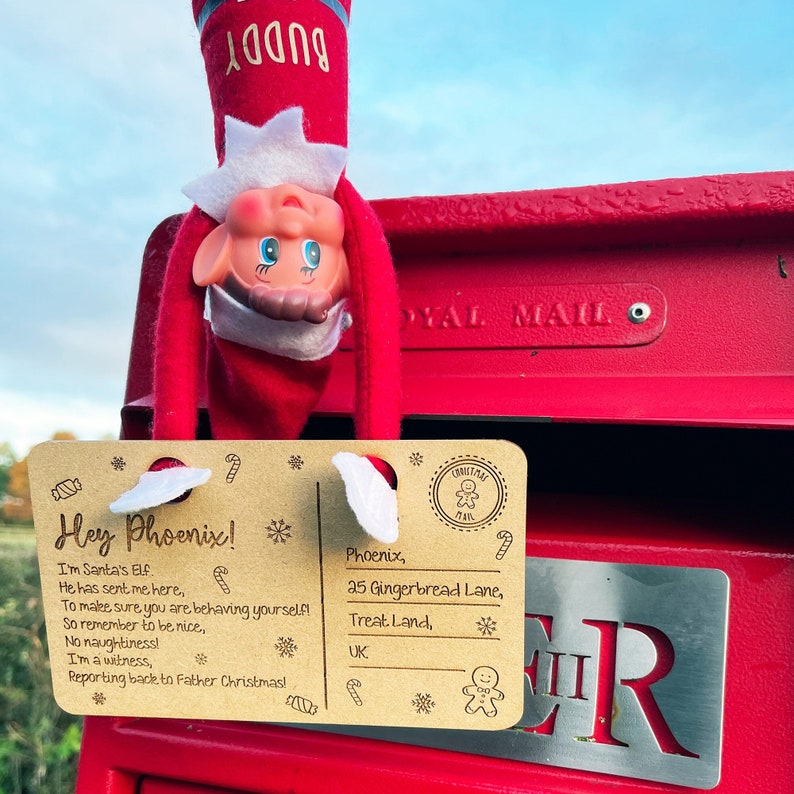 Personalised Elf Arrival Postcard Wooden Christmas Elf in the - Etsy