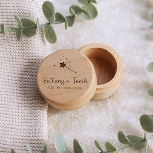 Personalised Tooth Fairy Box, First Tooth Keepsake, Wooden Trinket, New ...