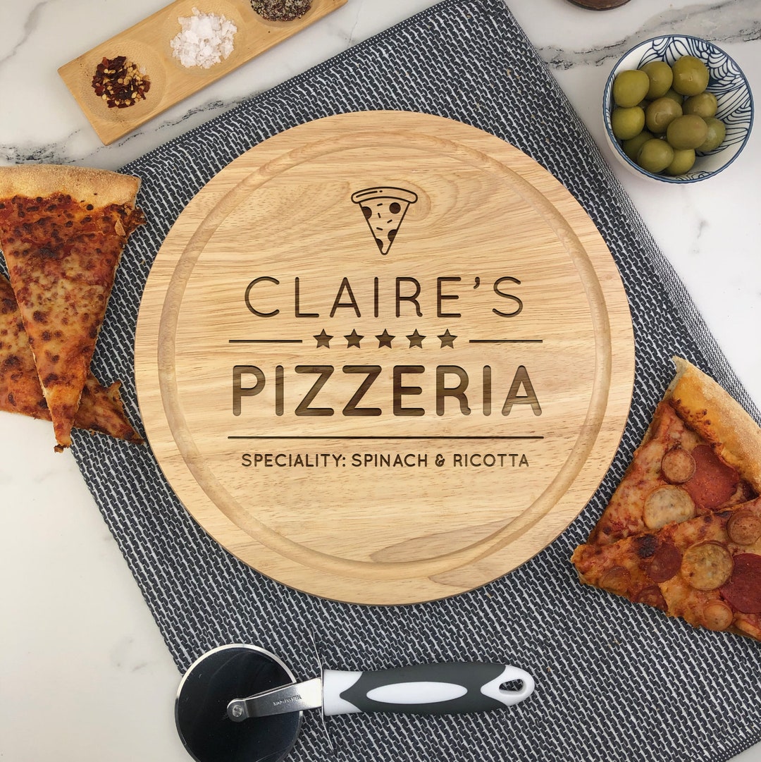 Personalized Pizzeria Pizza Board, Engraved Wood Serving Platter ...