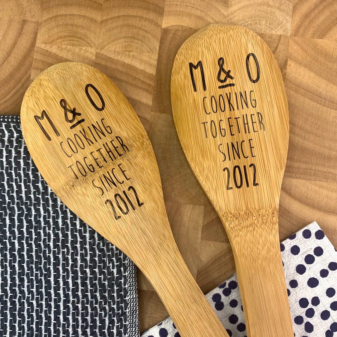 Set of 2 Cooking Together Since Wooden Spoon, Personalised Valentines ...