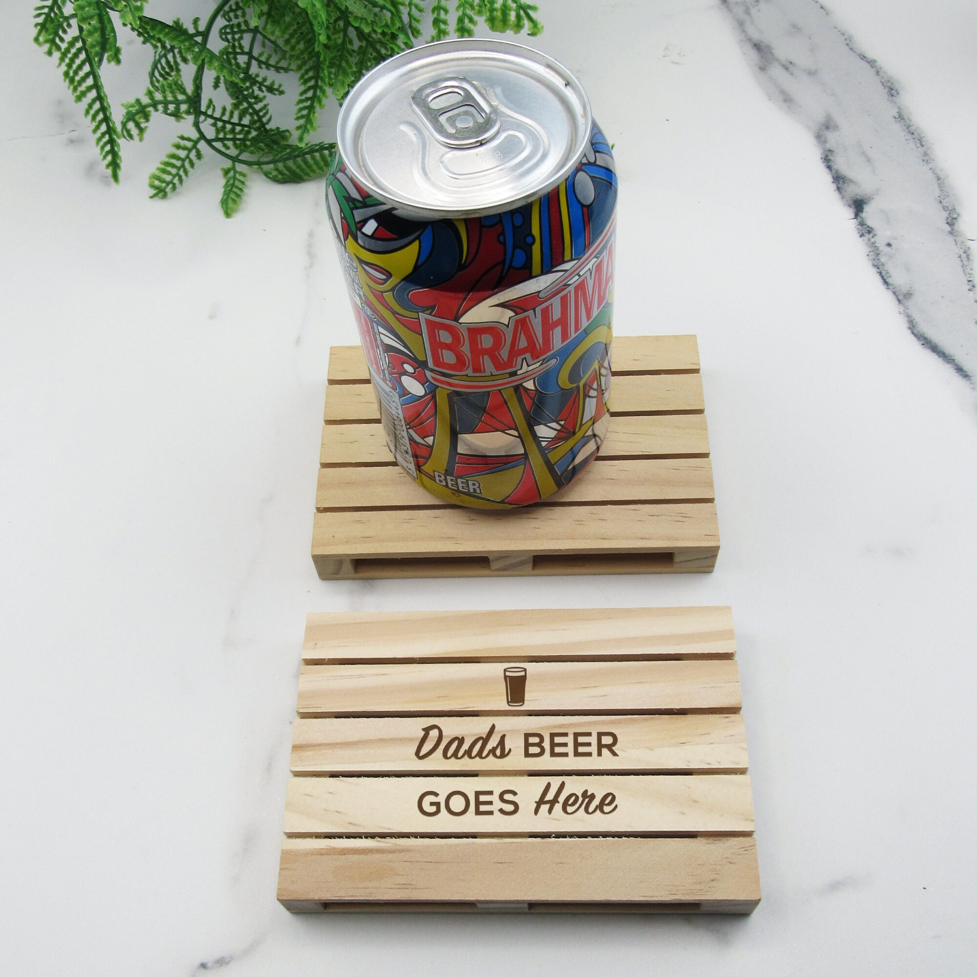 Personalised Pallet Coaster Dad's Beer Goes Here Wooden - Etsy